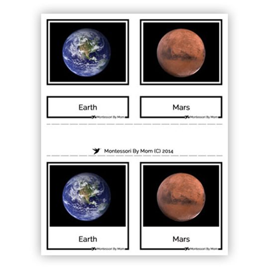 Solar System 3 Part Cards